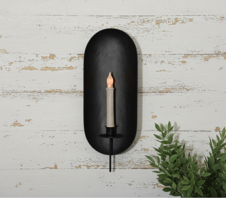 Primitive Colonial Black Metal Candle Sconce 15" | Hand Forged Wall ...