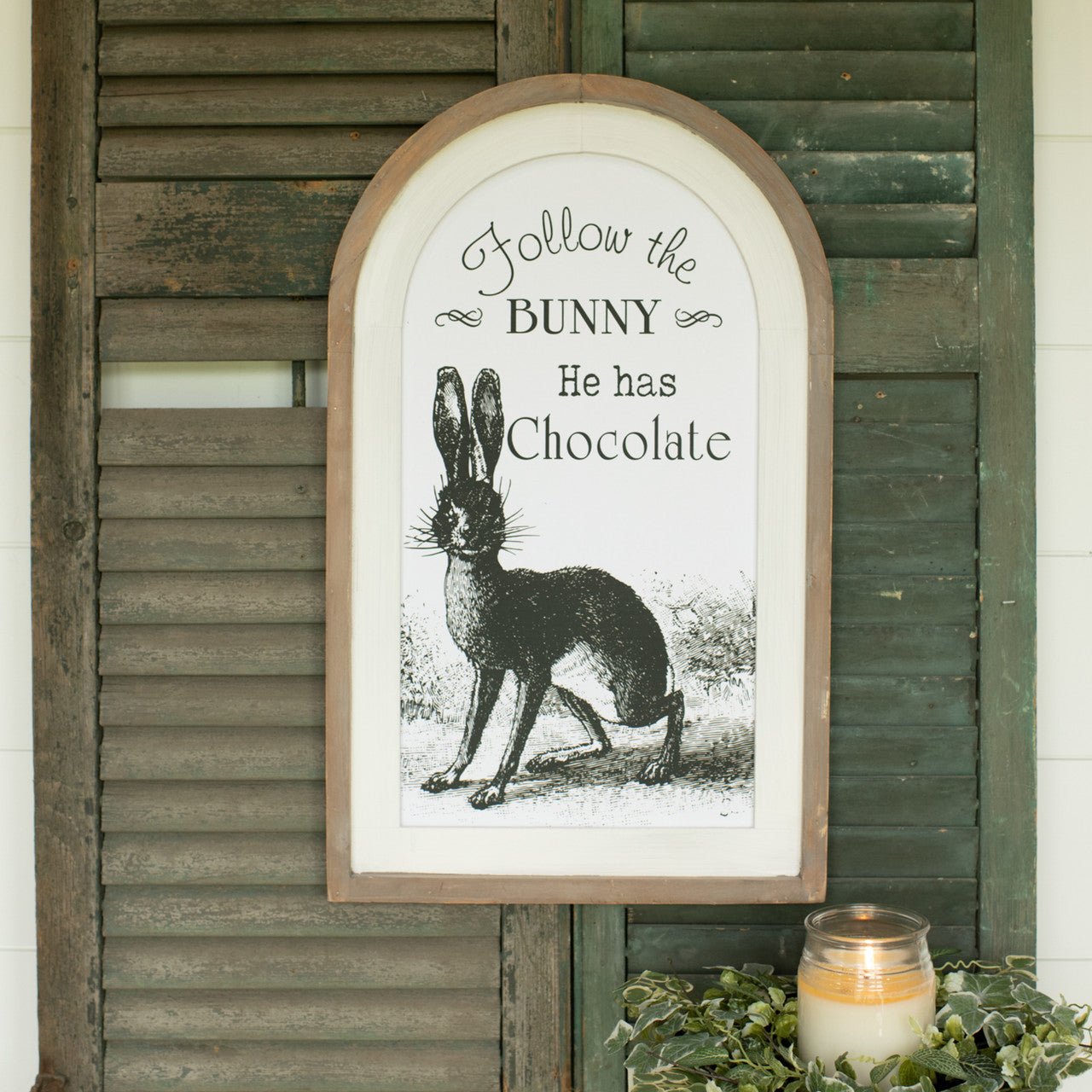 Primitive Ragon House Easter Spring 24" Wood Follow The Bunny Sign ...