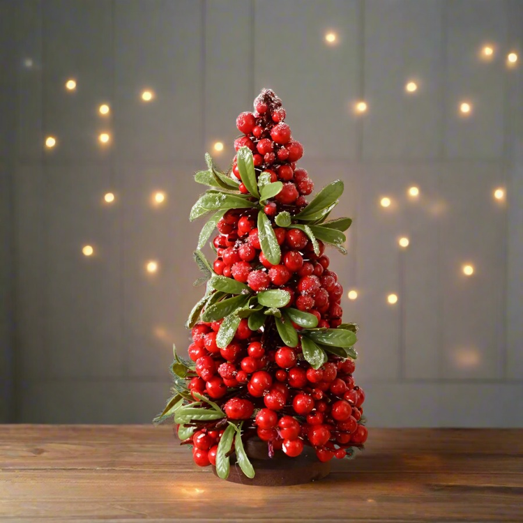 Primitive Farmhouse Christmas Iced Berry Cone Tree 12" – The Primitive ...