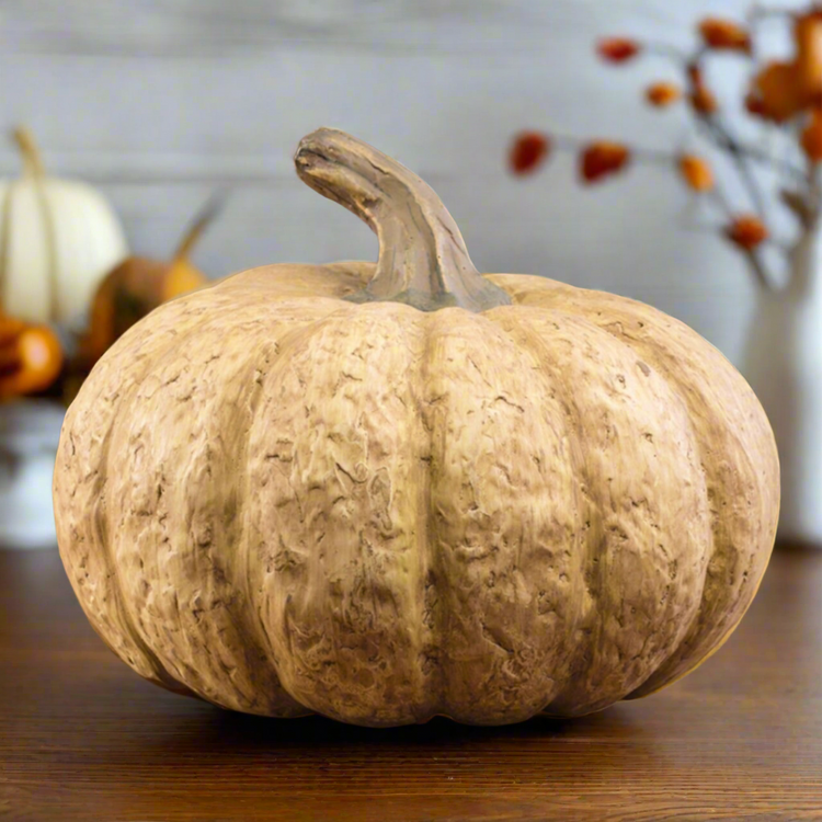 Primitive Ragon House Halloween Fall 12" x 9" Life Size White Pumpkin ...