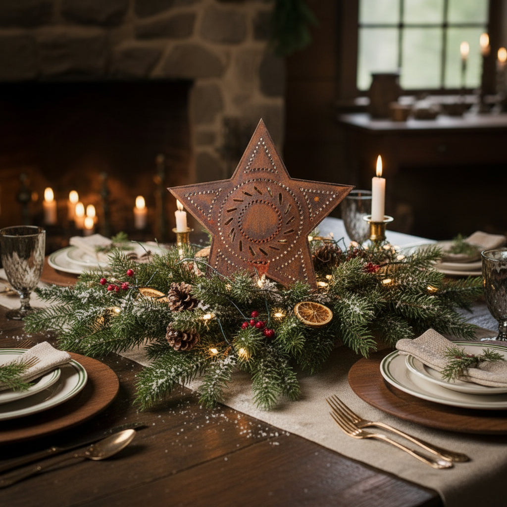 Primitive Country Christmas Punched Rusty Tin Star Tree Topper 8” – The ...